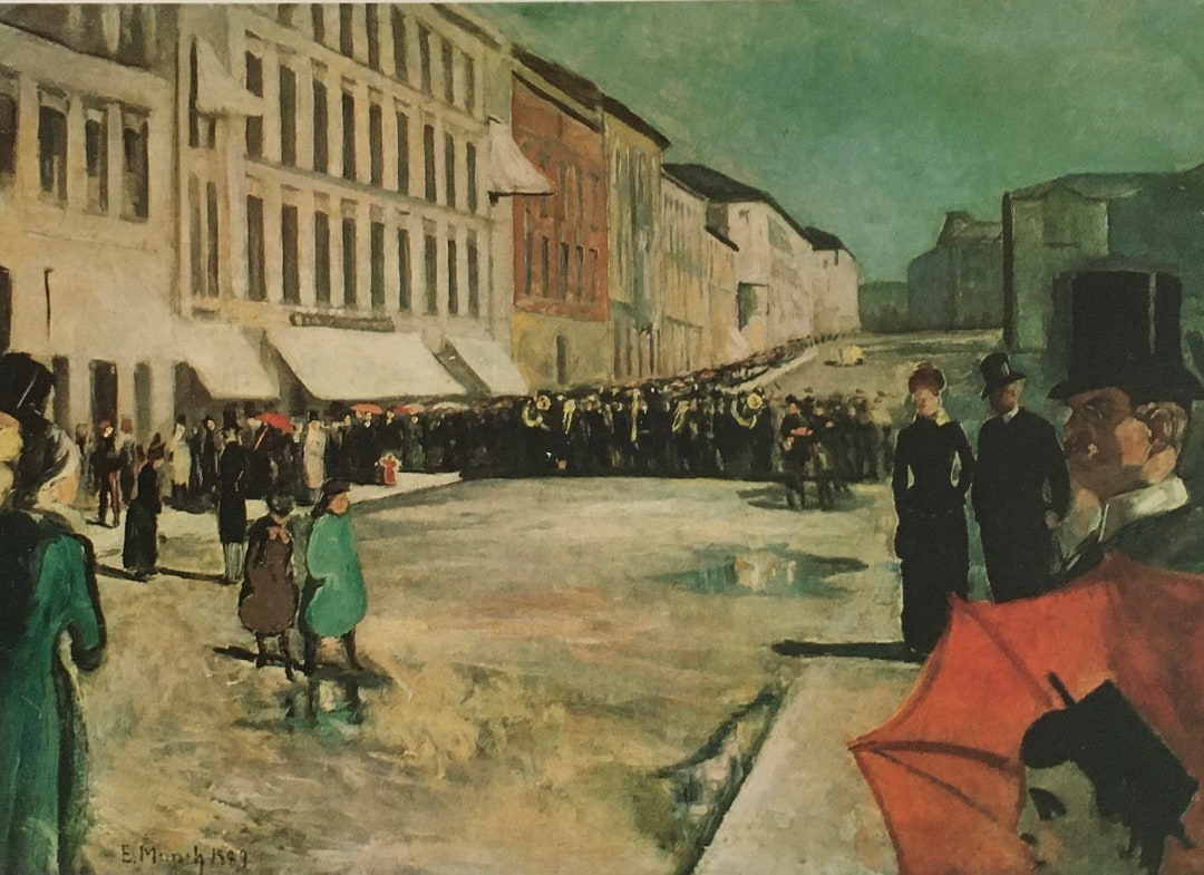 Original Vintage Print 1992by Edvard Munch. Military Band, Oslo (1889 ...