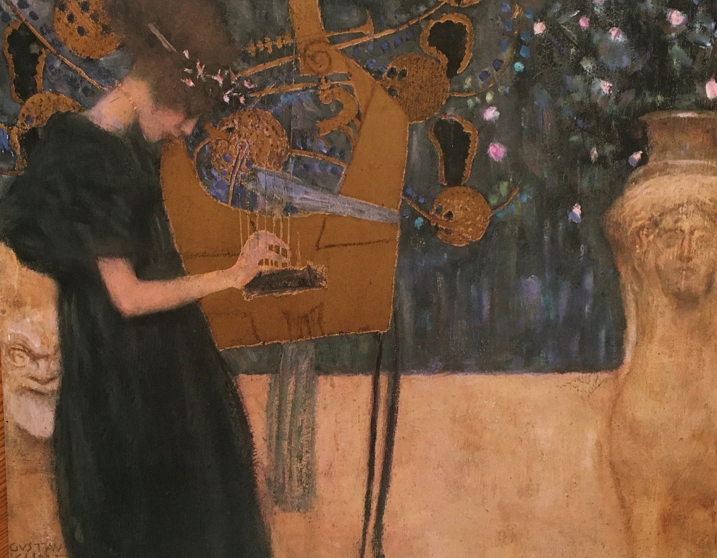 Original Vintage Print 1986 by Gustav Klimt. Music 1 (1895) Art Nouveau ...