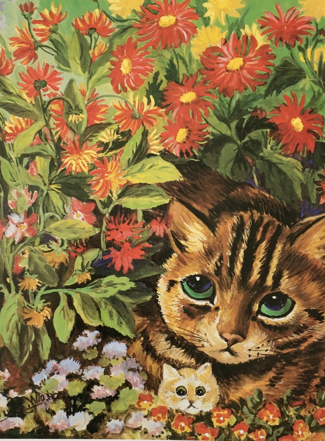 Original Vintage Print 1983 by Louis Wain. Cats. Flower Cats. - Etsy