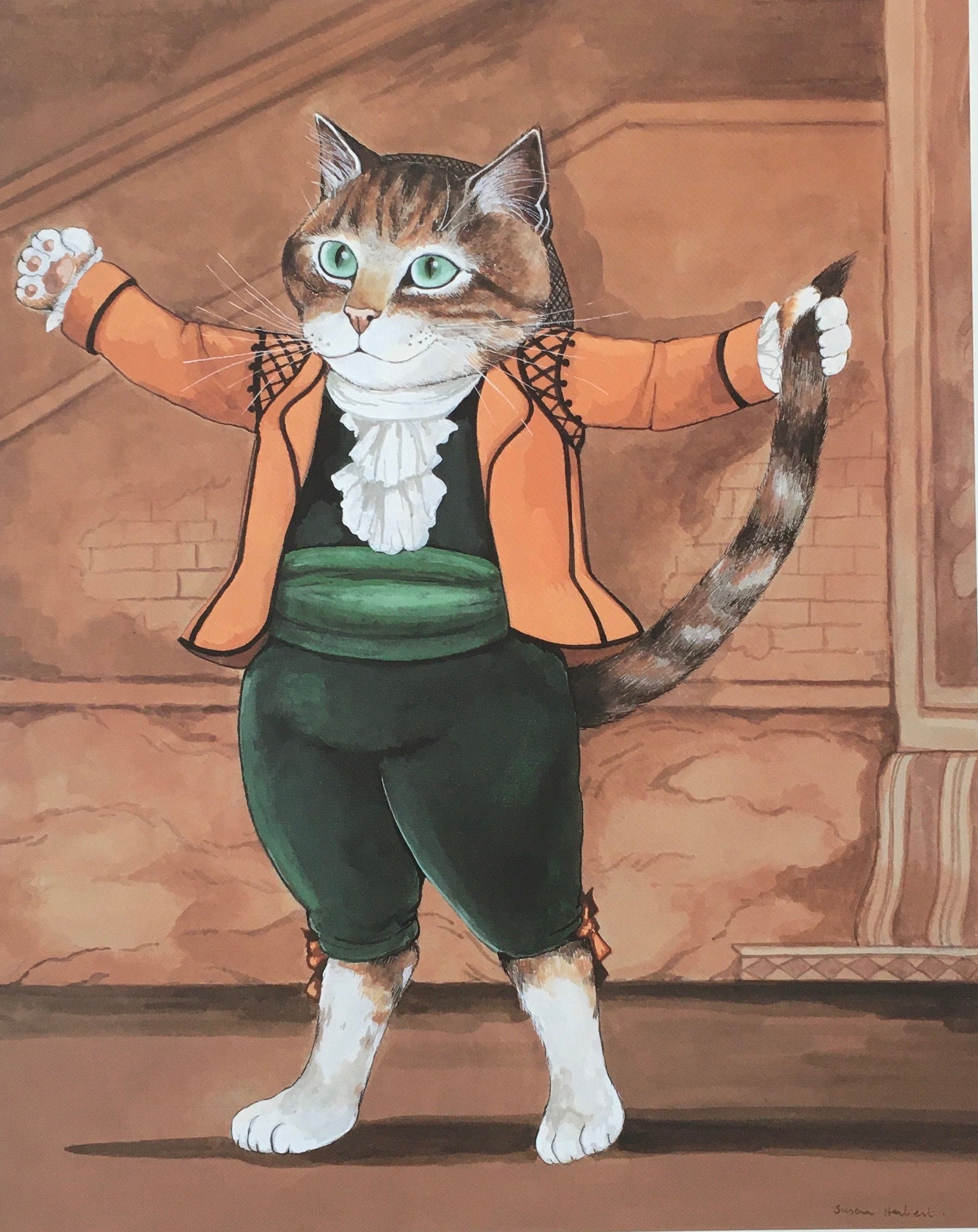 Original Vintage Print by Susan Herbert 1997. Opera Cats. | Etsy