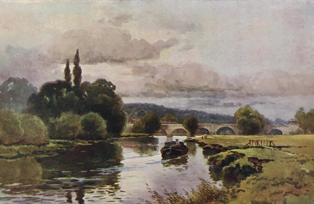 Original Vintage Small Print by E W Haslehust 1910. the Thames ...