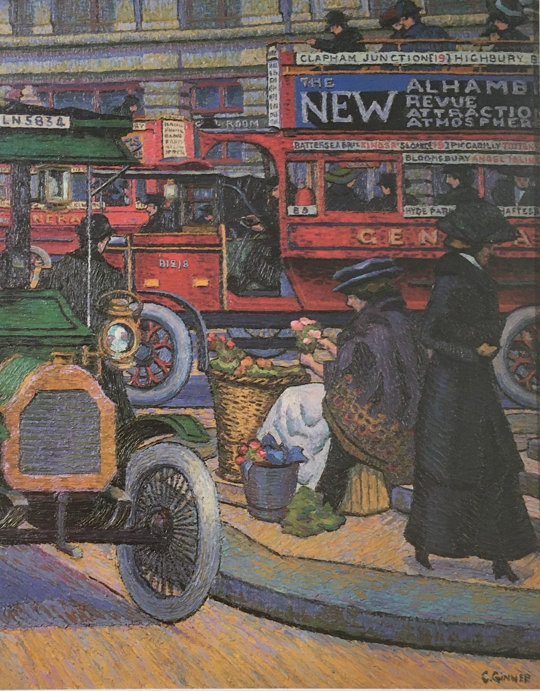 Impresión vintage original de 1987 de Charles Ginner. Piccadilly Circus ...