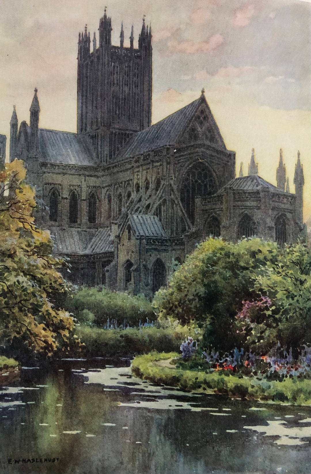 Original Vintage Small Print by E W Haslehust Circa 1940's Wells ...