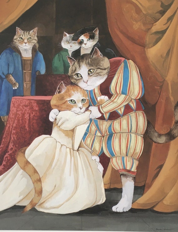 Original Vintage Print by Susan Herbert 1997. Opera Cats. - Etsy UK