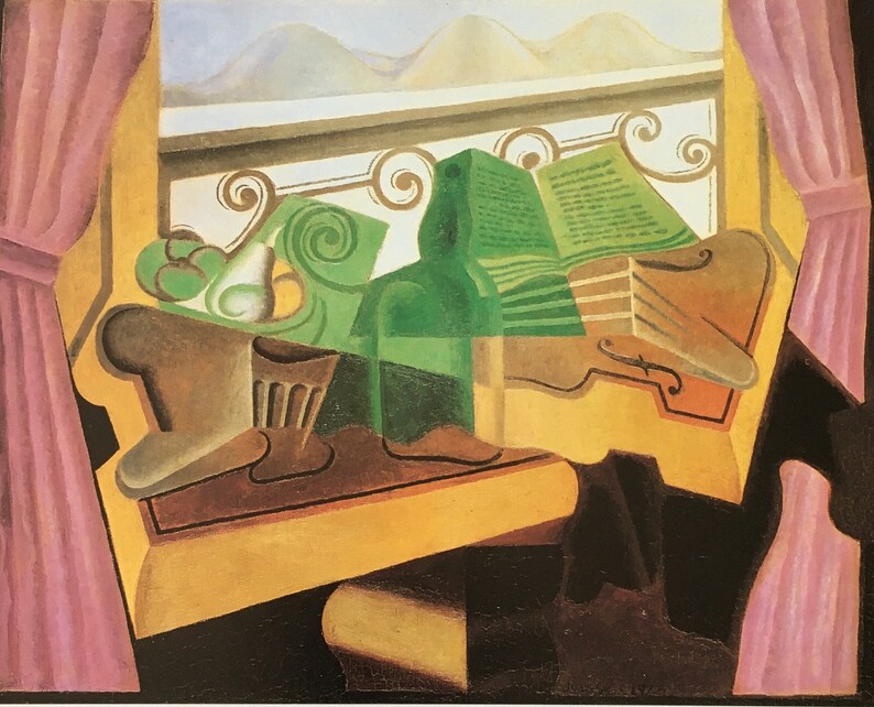 Original Vintage Print 1992 by Juan Gris. Open Window With Hills (1923 ...