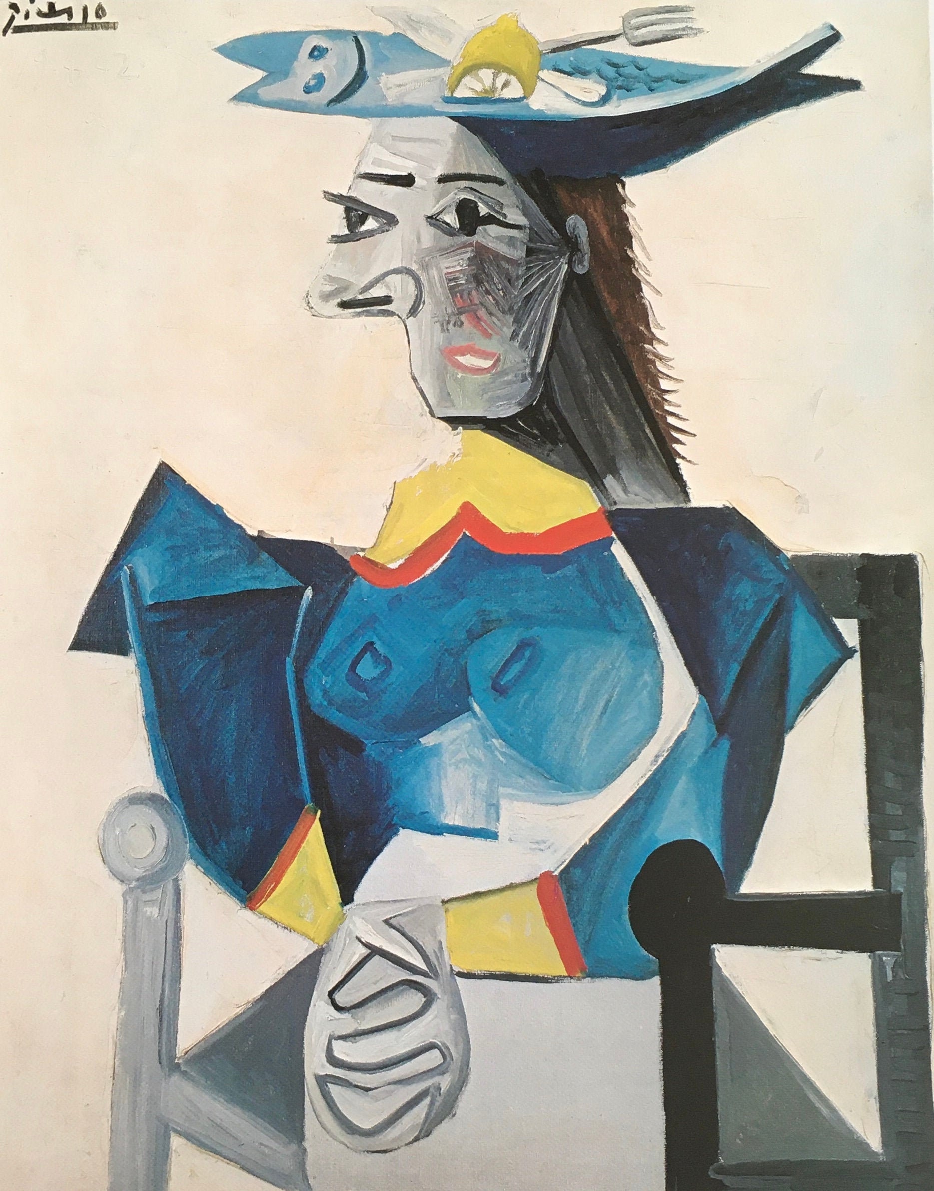 Original Vintage Print by Pablo Picasso 1997. the Woman in A Fish Hat ...
