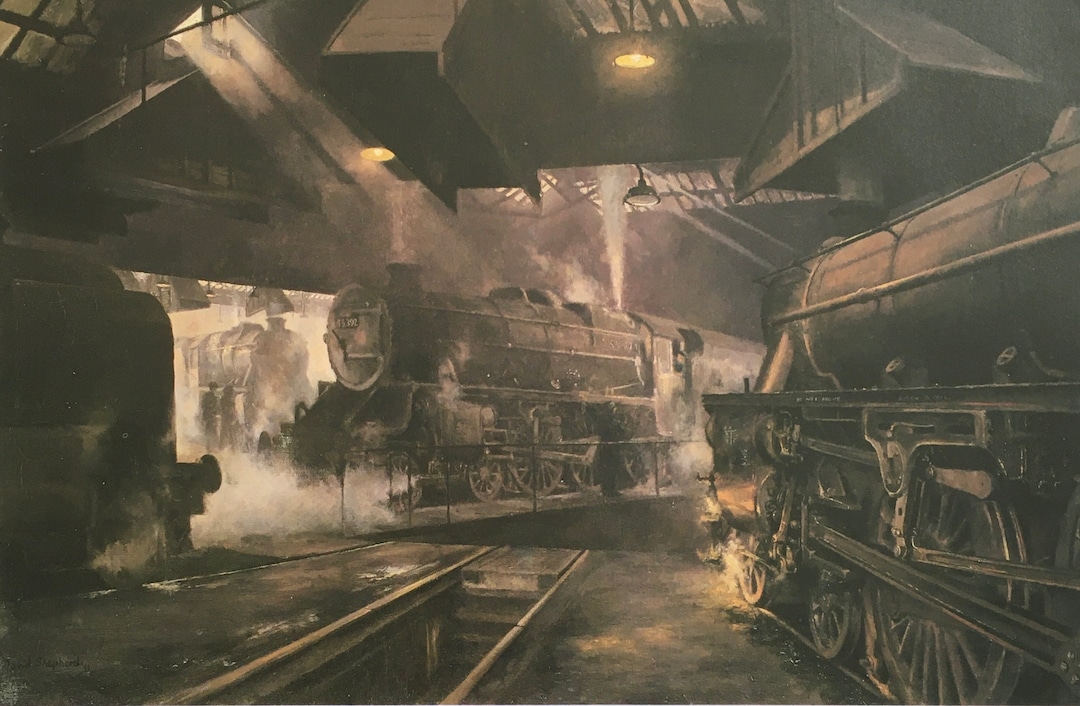 Original Vintage Print by David Shepherd 1985. Willesden Steam Sheds ...