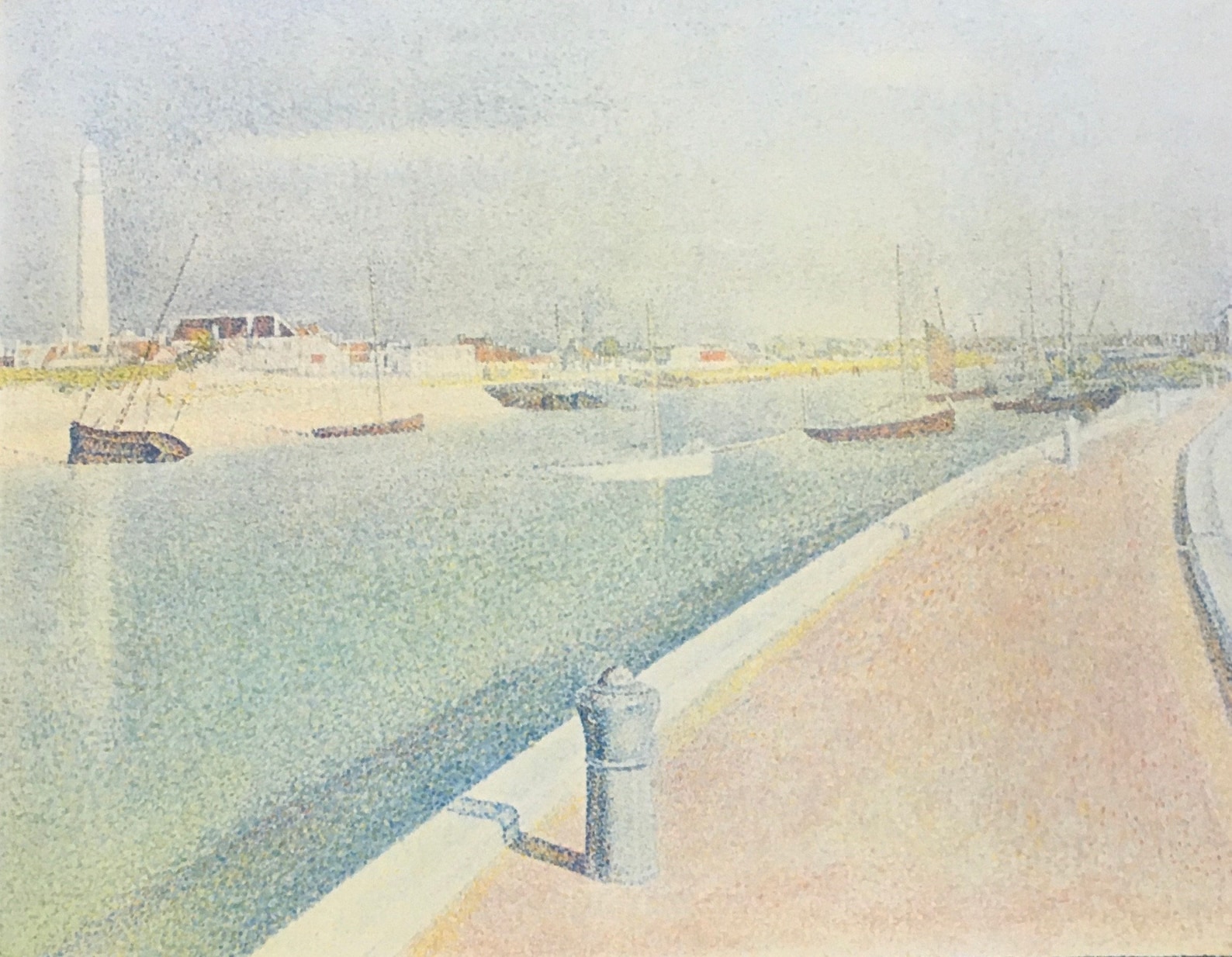 Original Vintage Print 1989 by Georges Seurat. Port of Gravelines 1890 ...