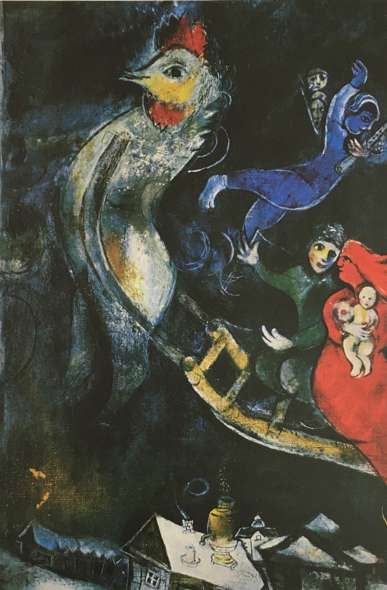Original Vintage Print by Marc Chagall 1998 the Flying Sleigh - Etsy