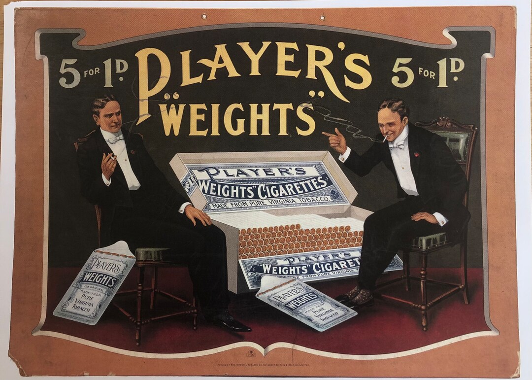 Original Vintage 1982 Tabak Werbung Druck. Players Weights Zigaretten ...