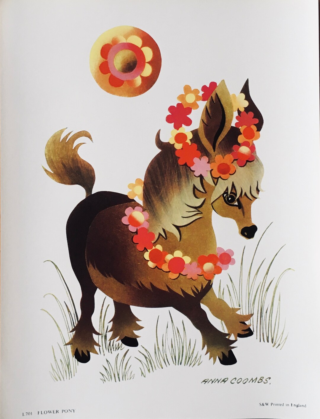 Original Vintage Print by Anna Coombs. Flower Pony Circa - Etsy