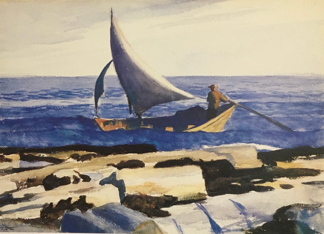 Original Vintage Print 1993 by Edward Hopper the Dory Two Lights Maine ...