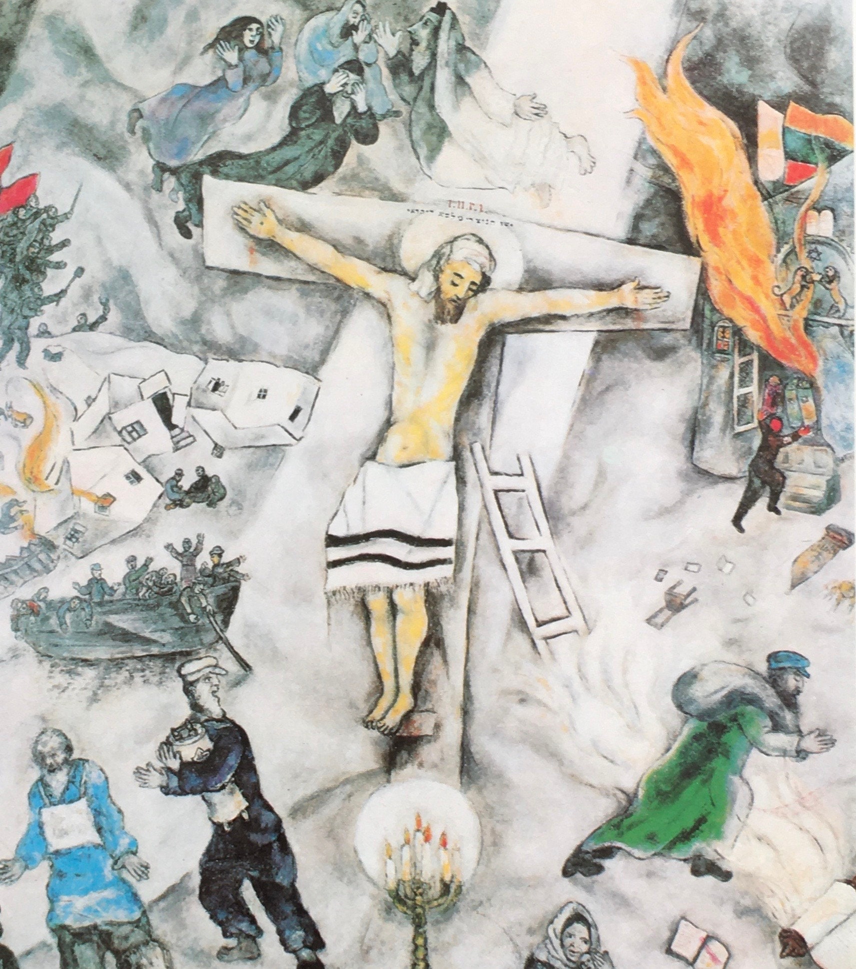 Original Vintage Print 1998 by Marc Chagall. White Crucifixion (1938) Surrealism and Modernist ...