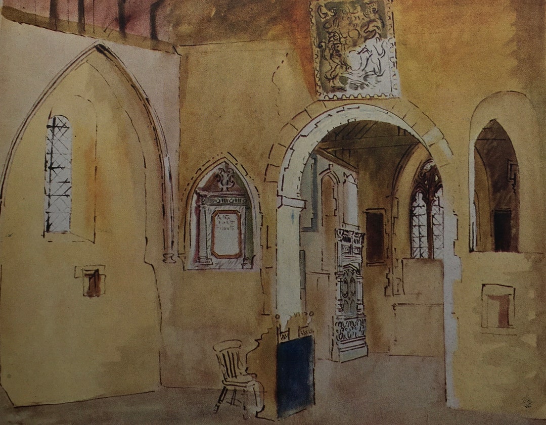 Original Vintage Print 1944 by John Piper. Hamsey Church (1939) English ...