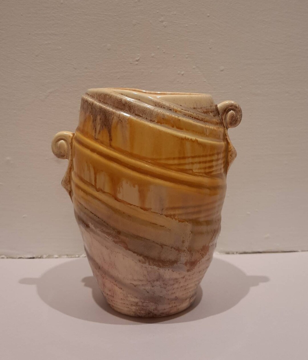 Sylvac Ceramic Vase With Scroll Handles, 684, Yellows and Browns - Etsy