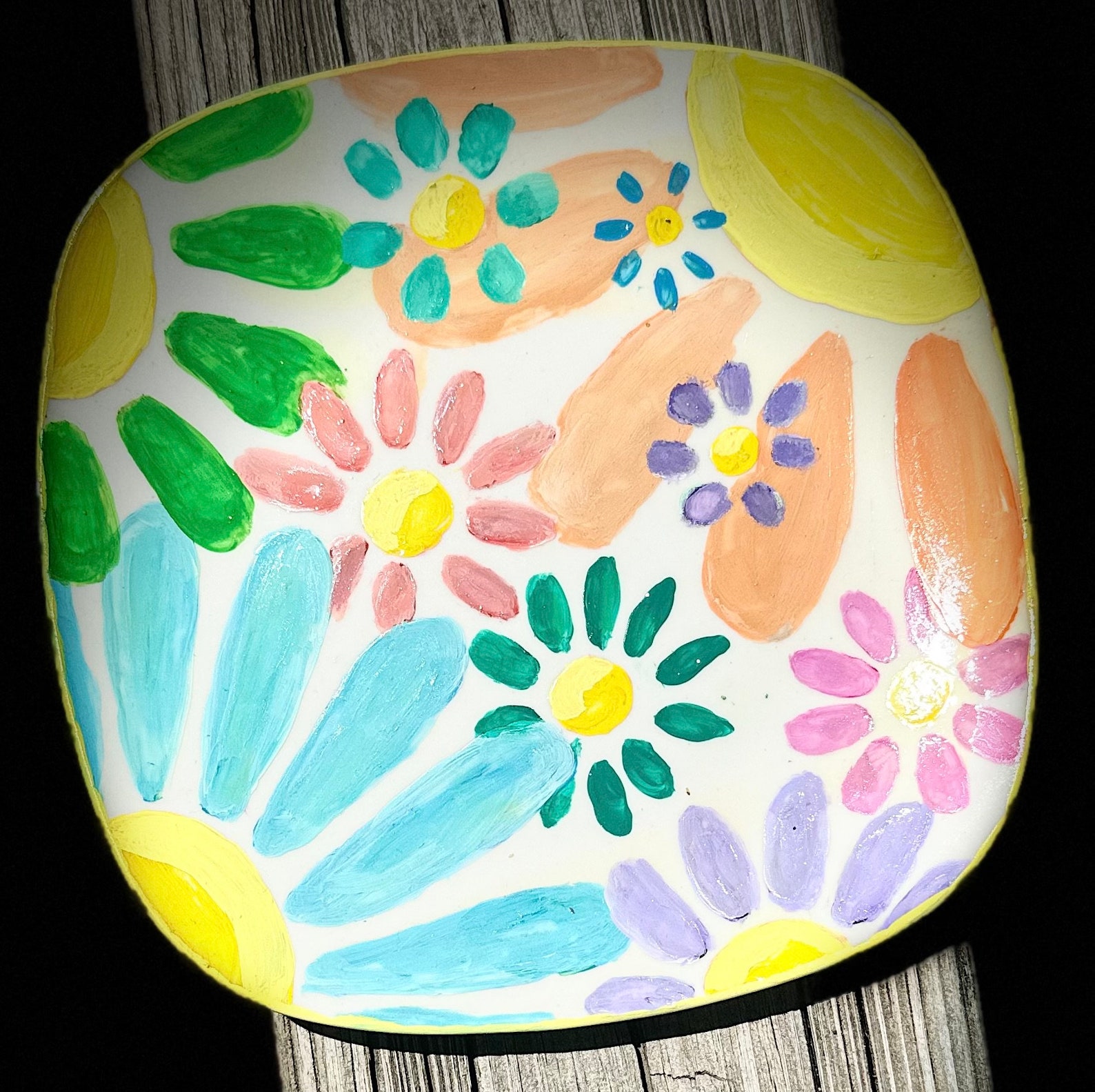Square Colorful Floral 7" Ceramic Plate - Etsy