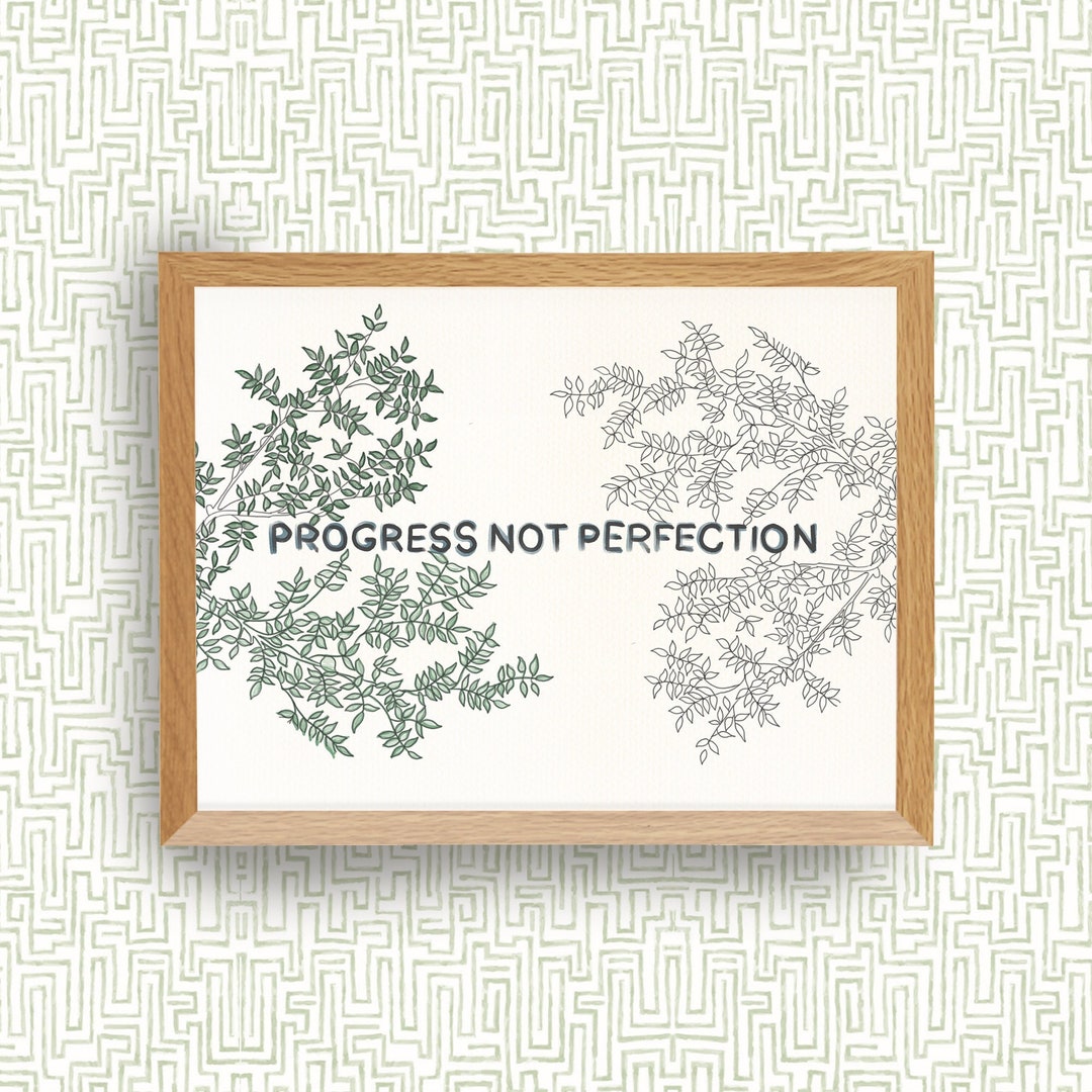 PROGRESS NOT PERFECTION, Original Sobriety Drawing Recovery Design ...