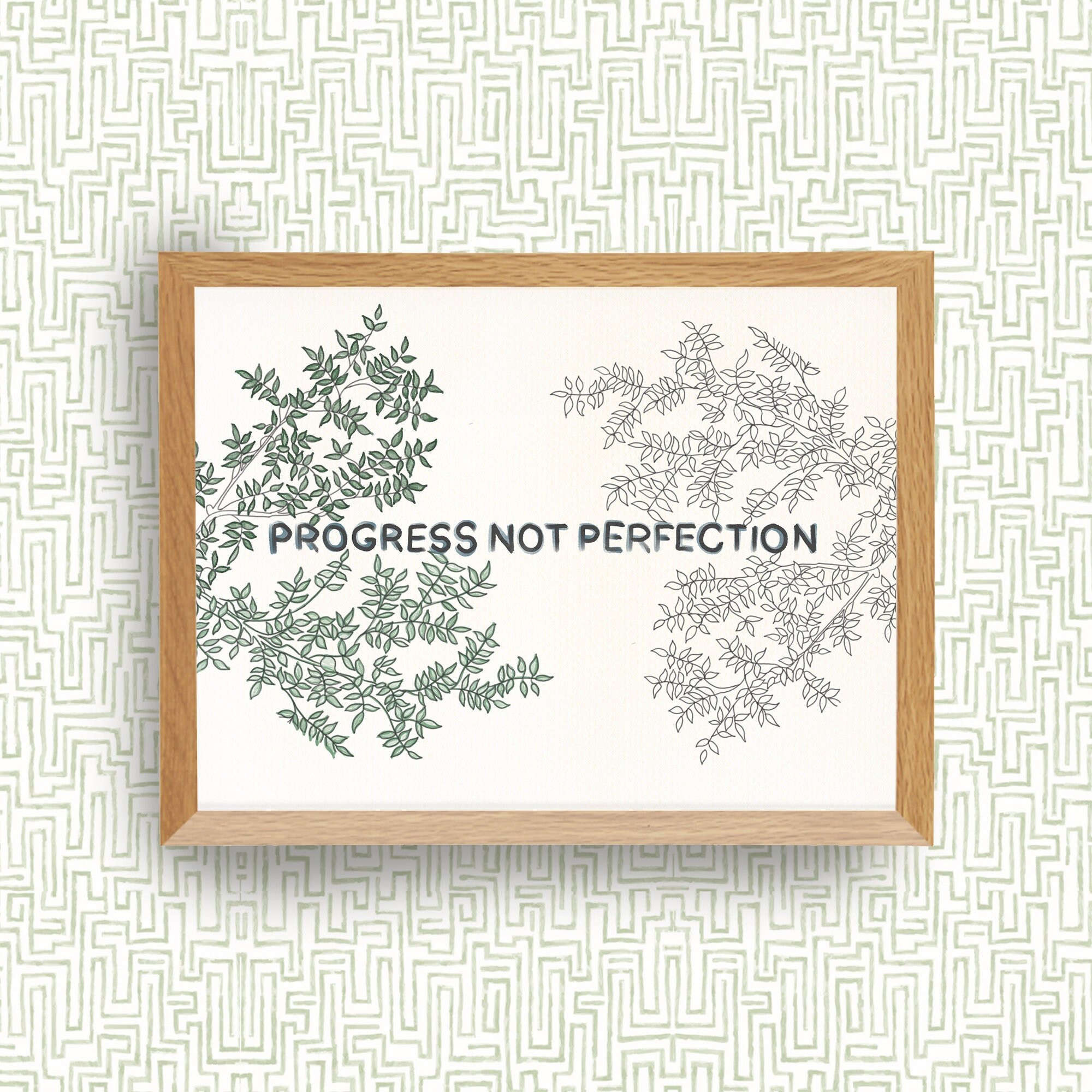 PROGRESS NOT PERFECTION, Original Sobriety Drawing Recovery Design ...