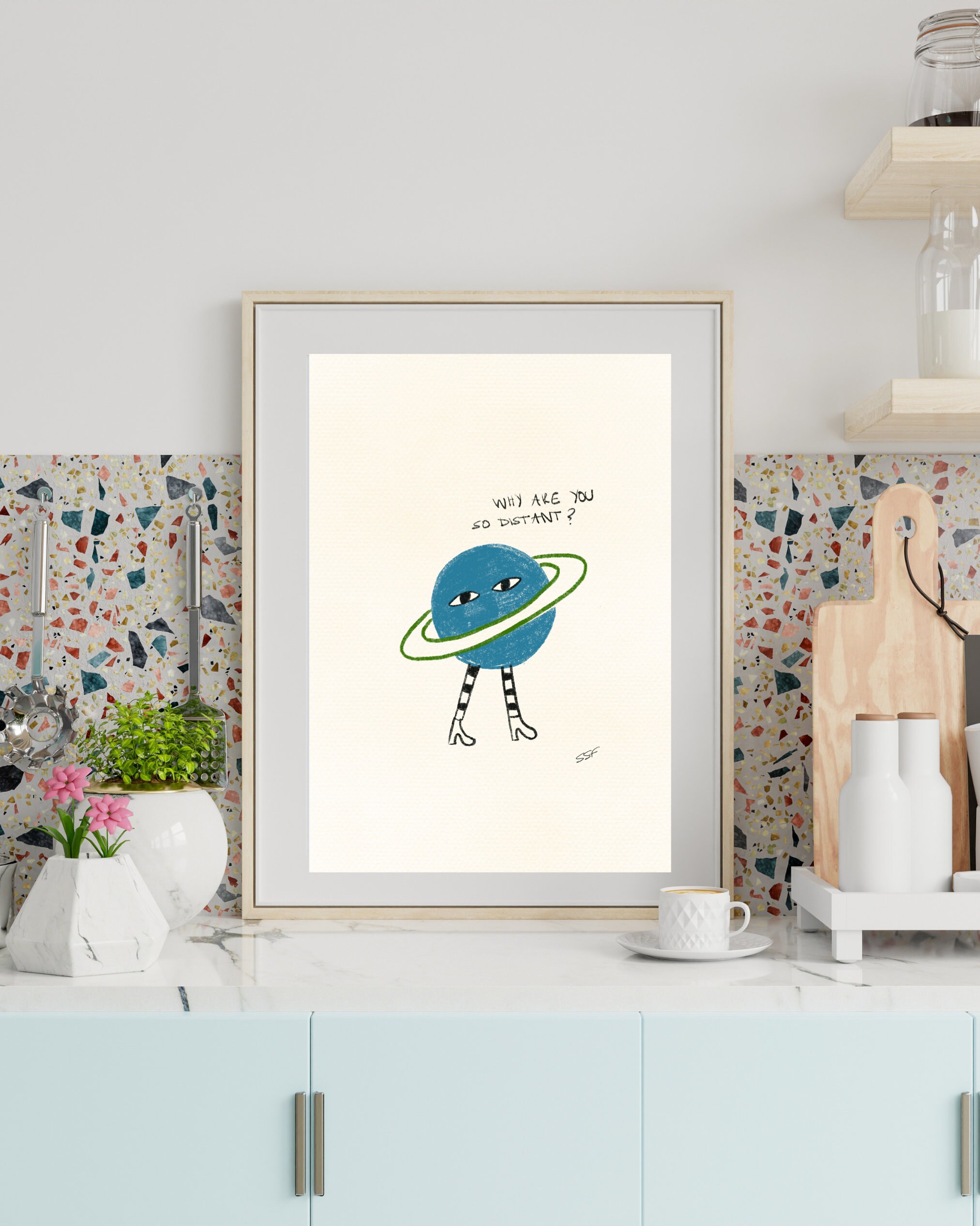 Planet Wall Art Hand Sketch Art Print Boho Planet Wall Art Planet Wall ...