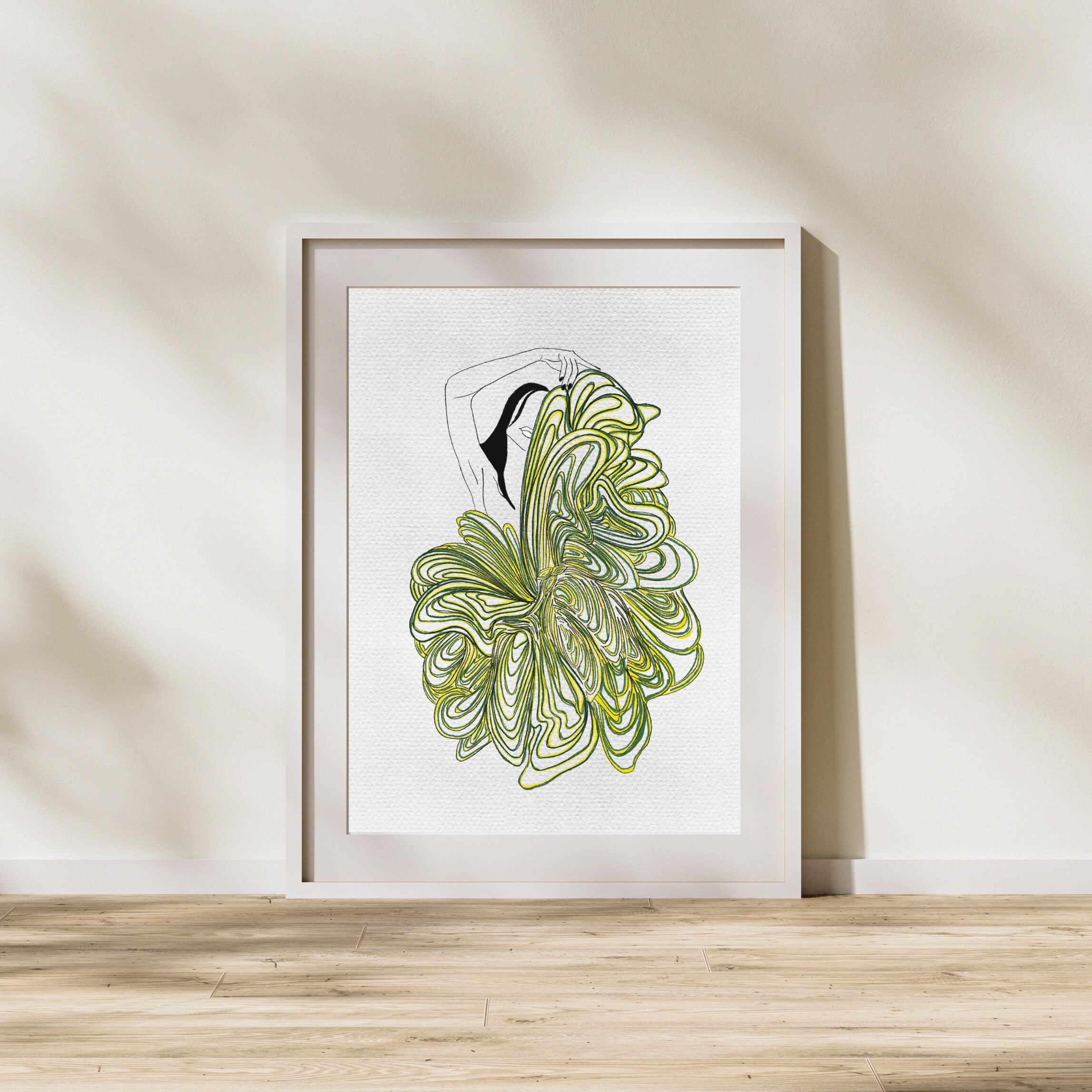 Green Fairy Line Drawing: Fashion Print, Fairycore Decor (digital ...