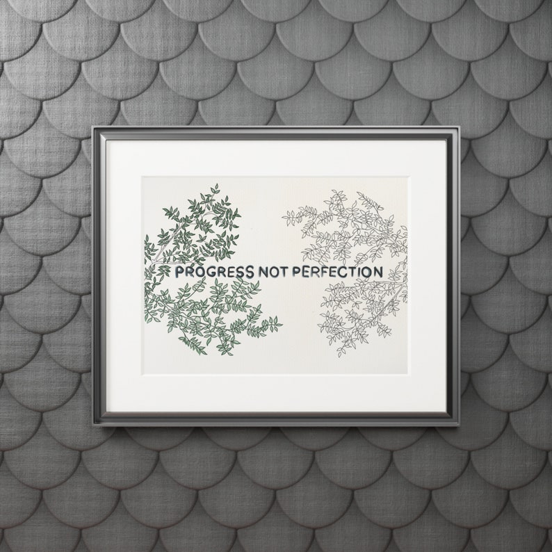 PROGRESS NOT PERFECTION, Original Sobriety Drawing Recovery Design ...