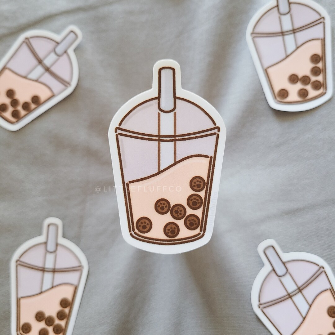Boba Milk Tea Sticker: Dog Paw Print Asian Snack, Water Bottle Decal - Etsy