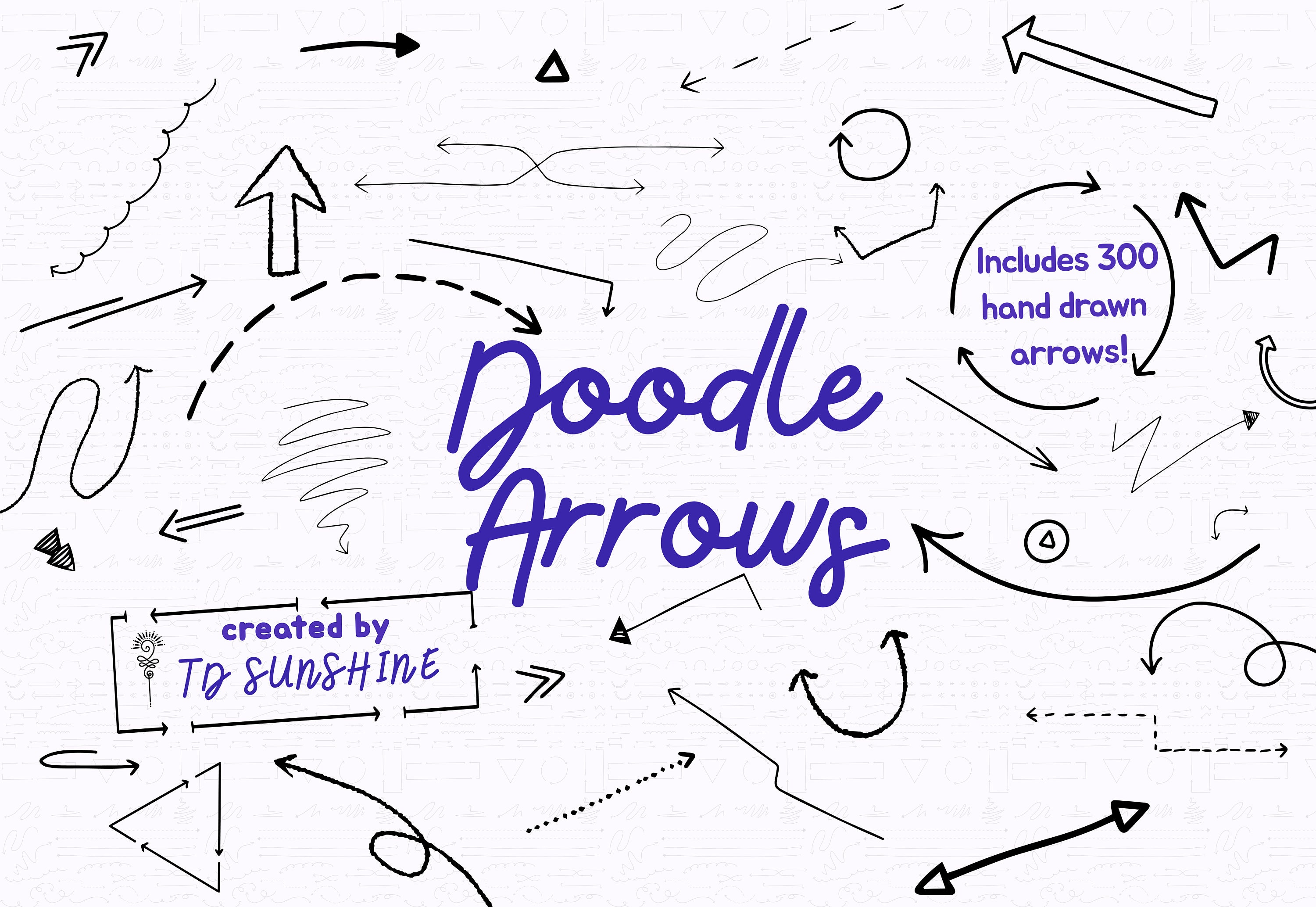 Doodle Arrows 300 Hand-drawn Arrow Vectors Pre-cut Digital Stickers for ...