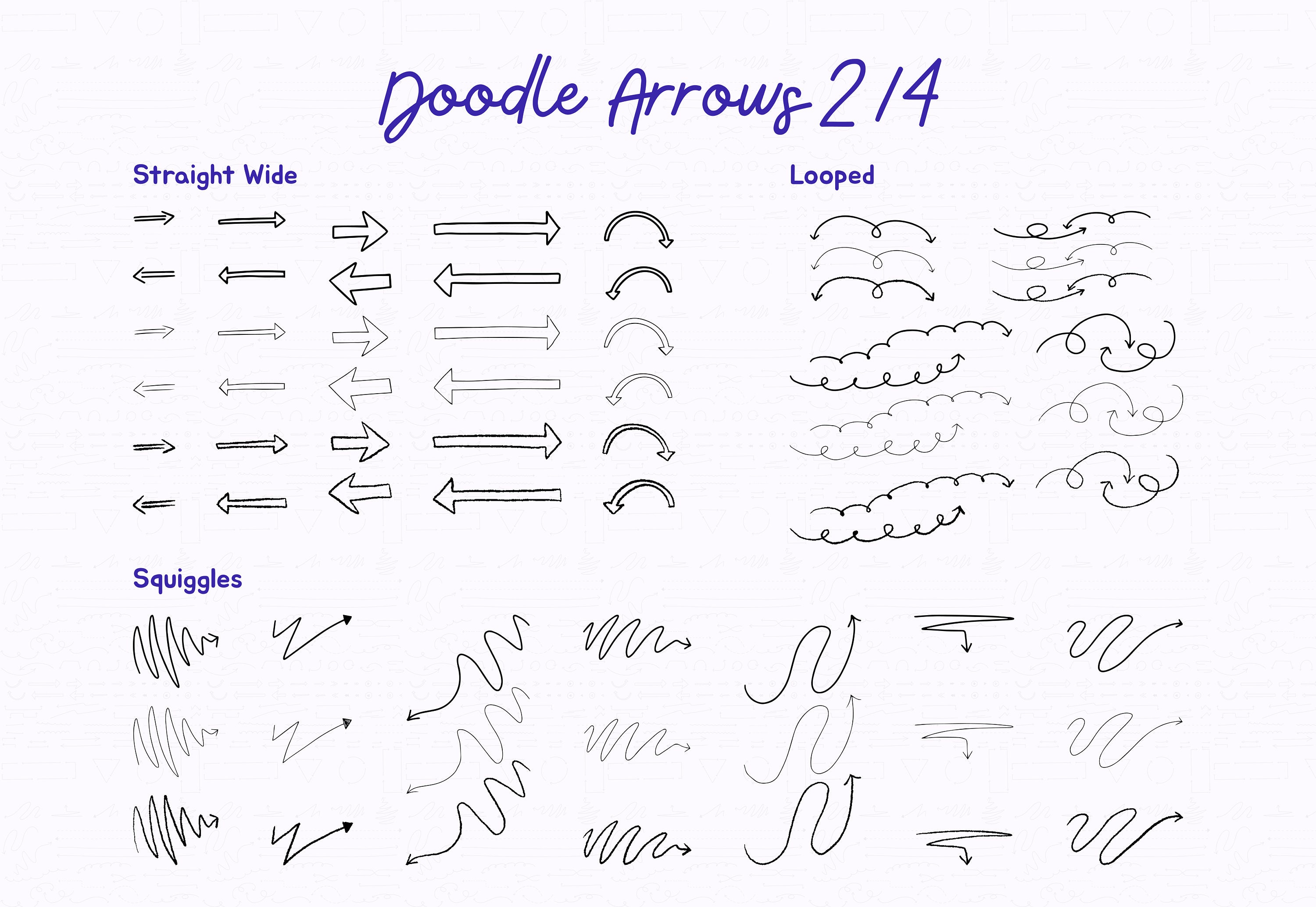 Doodle Arrows 300 Hand-drawn Arrow Vectors Pre-cut Digital Stickers for ...