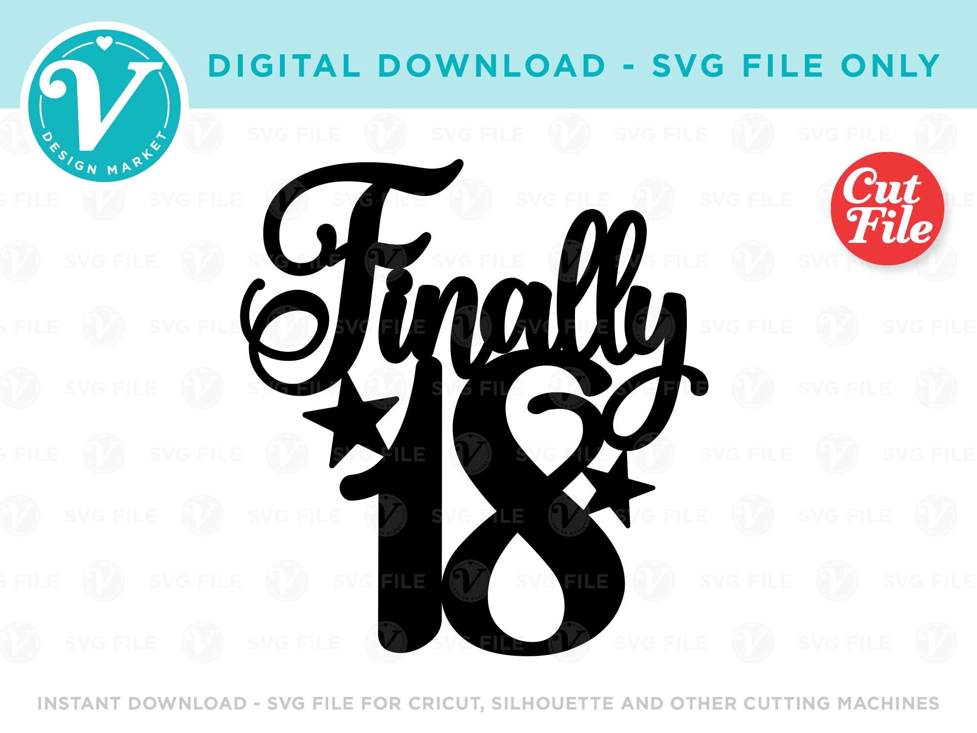 18th Birthday SVG File for Cricut Finally 18 DIY Cake Topper - Etsy Sweden