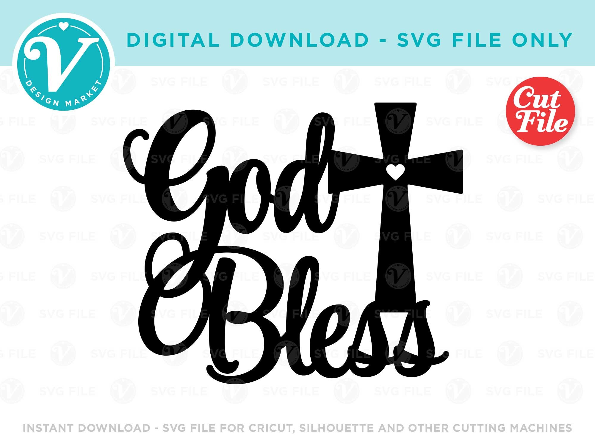 Baptism SVG File for Cricut God Bless DIY Cake Topper - Etsy Israel