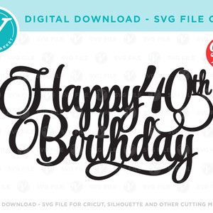 Happy 40th Birthday Cake Topper SVG | DIY Party Decor (digital Download ...