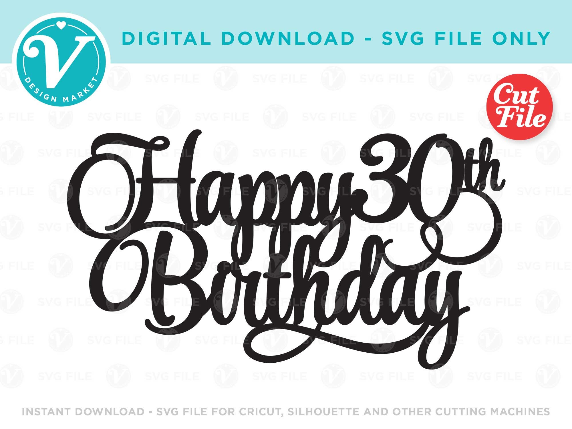 Happy 30th Birthday SVG file ONLY for Cricut and Silhouette | Etsy