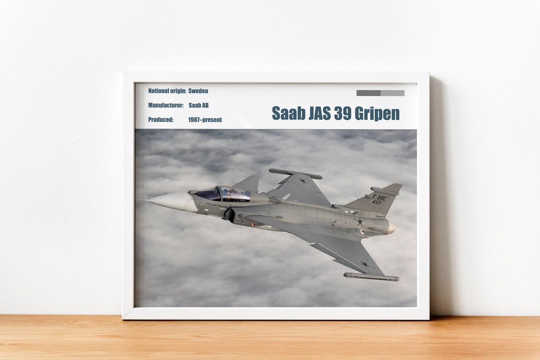 Poster Saab JAS 39 Gripen, art mural, oeuvre d'art, décoration de ...