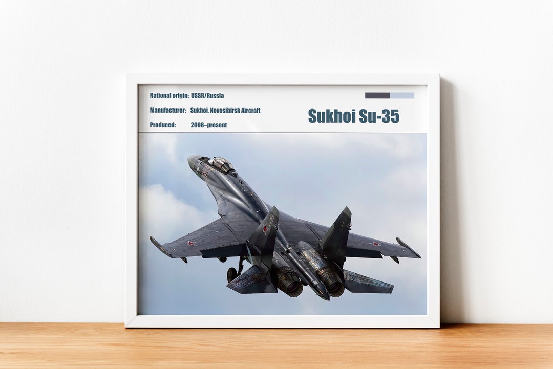 Sukhoi Su-35 Poster Wall Art Artwork Room Jet Fighter Decor War Plane ...
