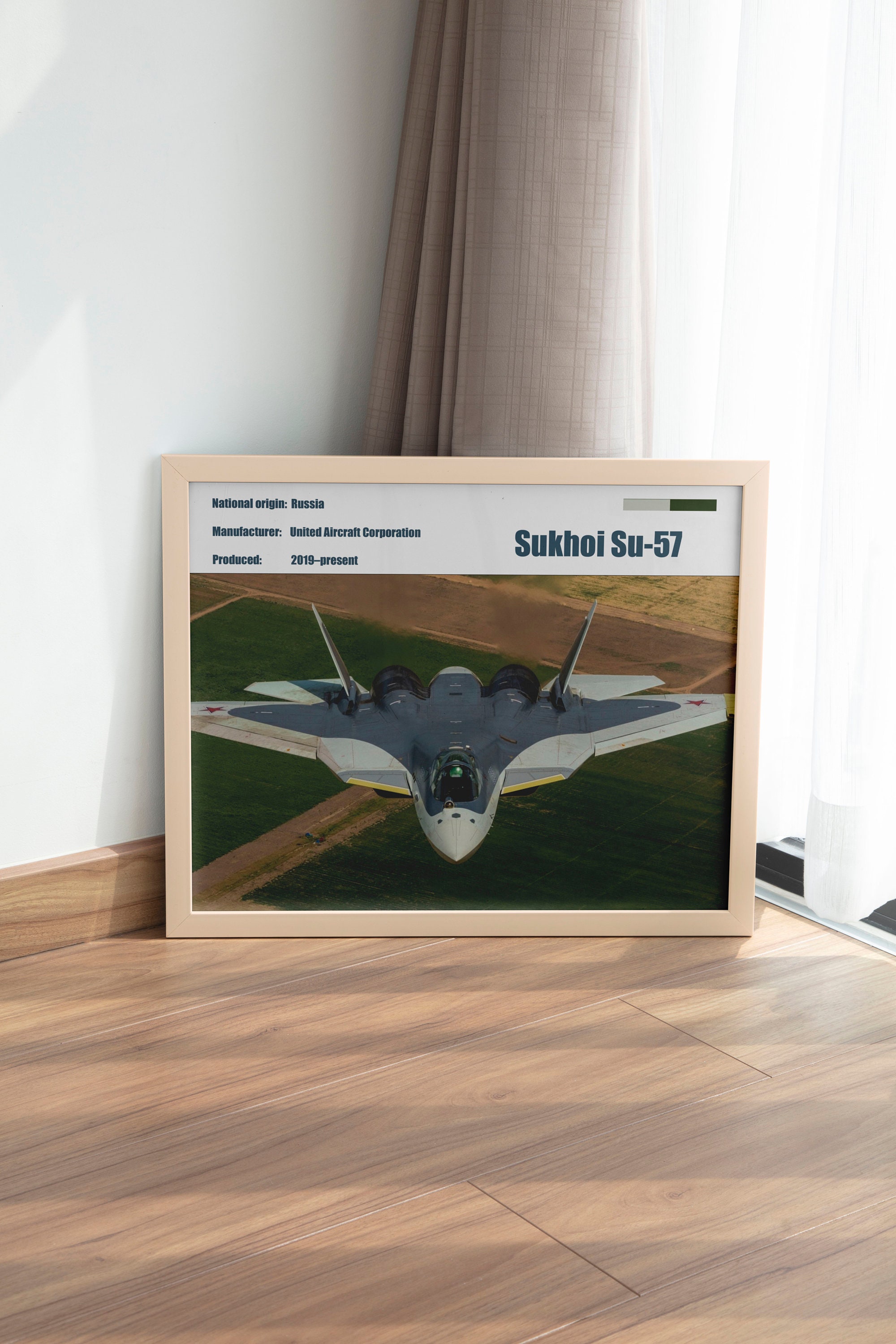 Sukhoi Su-57 Poster Wall Art Artwork Room Jet Fighter Decor War Plane ...