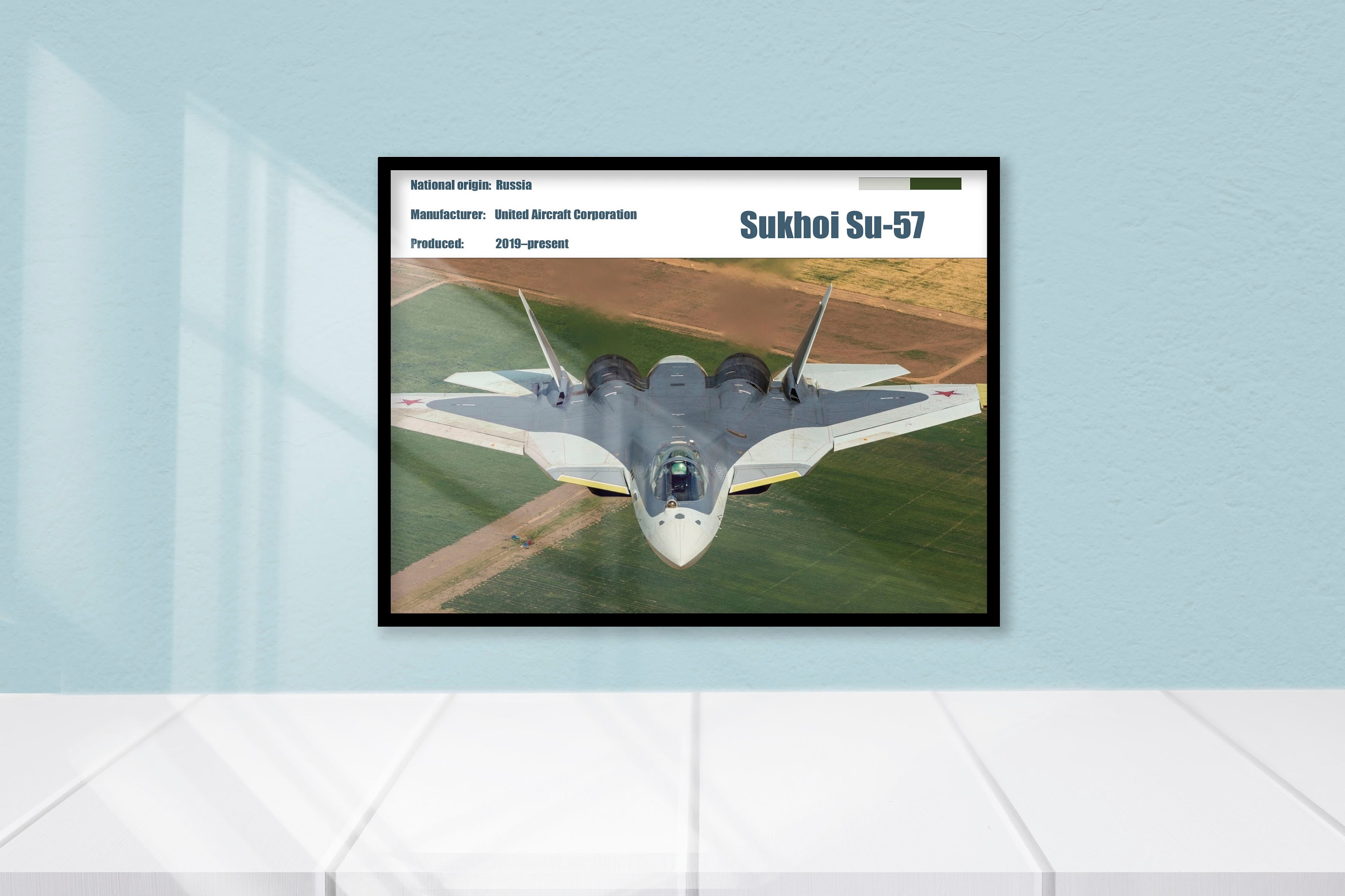 Sukhoi Su-57 Poster Wall Art Artwork Room Jet Fighter Decor War Plane ...