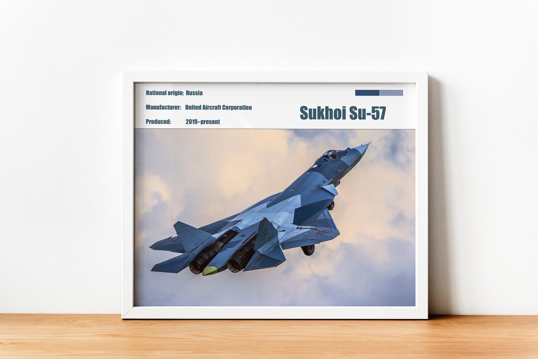 Sukhoi Su-57 Poster Wall Art Artwork Room Jet Fighter Decor War Plane ...