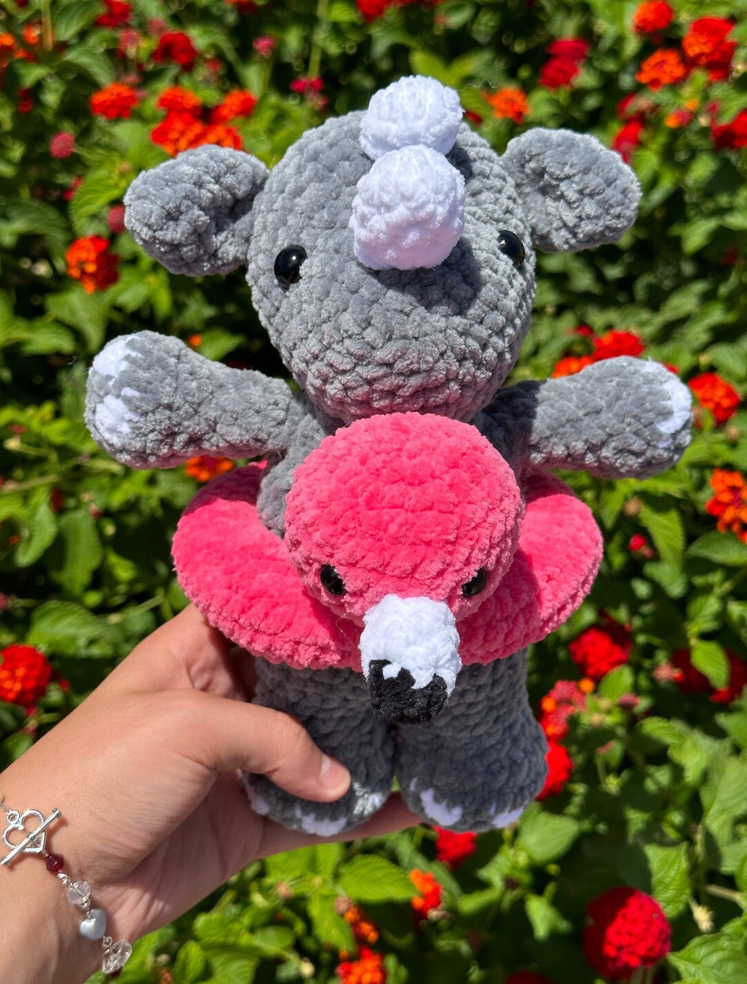 Crochet Rhino W/ Pool Floatie Stuffed Toy - Crochet Rhino - Crochet ...