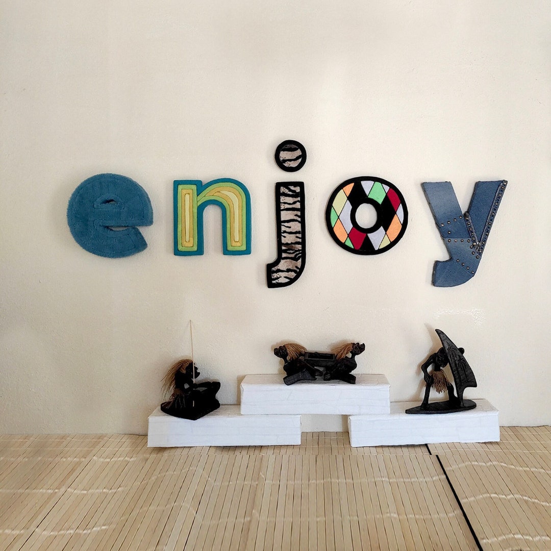 ENJOY Set 5 Large Wall Letters Big Decorative Letters Mix Eclectic Wall ...