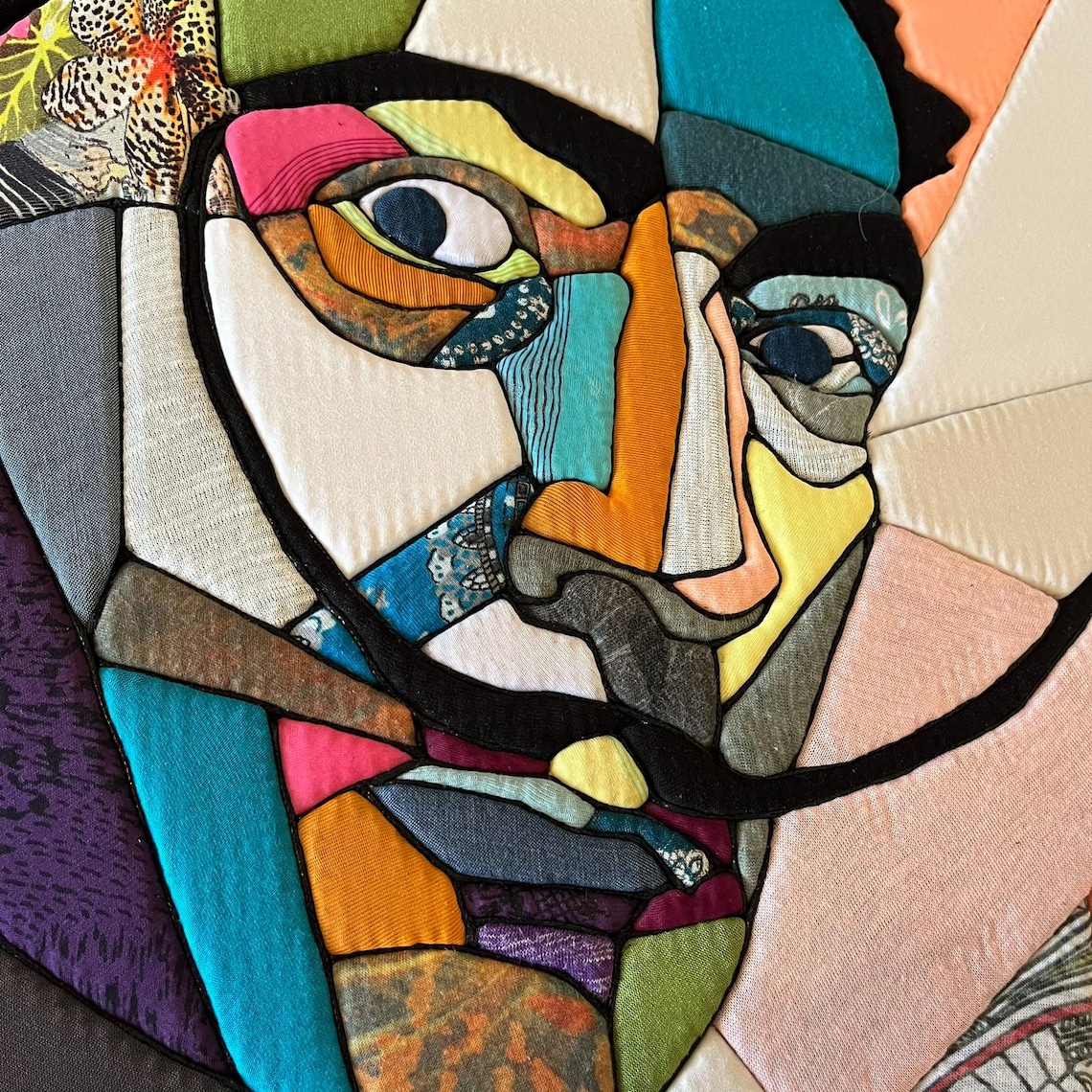 Textile Art Portrait: WPAP Pop Art Wall Hanging - Etsy