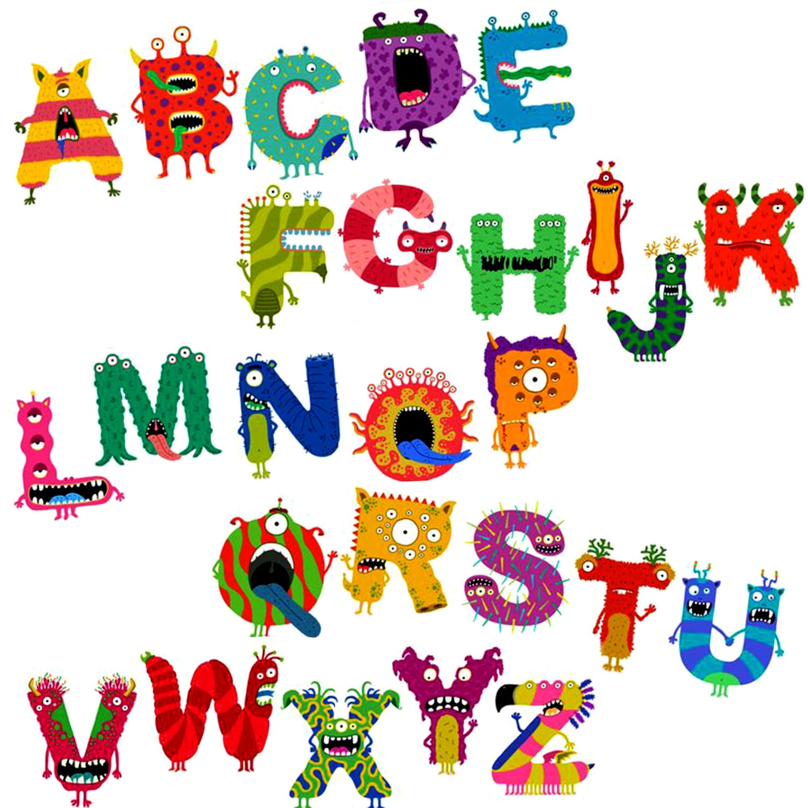Monster Alphabet Large Wall Letters Custom Creative Colored Letters - Etsy