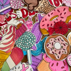 10 Candy Themed Stickers / Hippie Indie Retro Sweet Sticker Labels ...