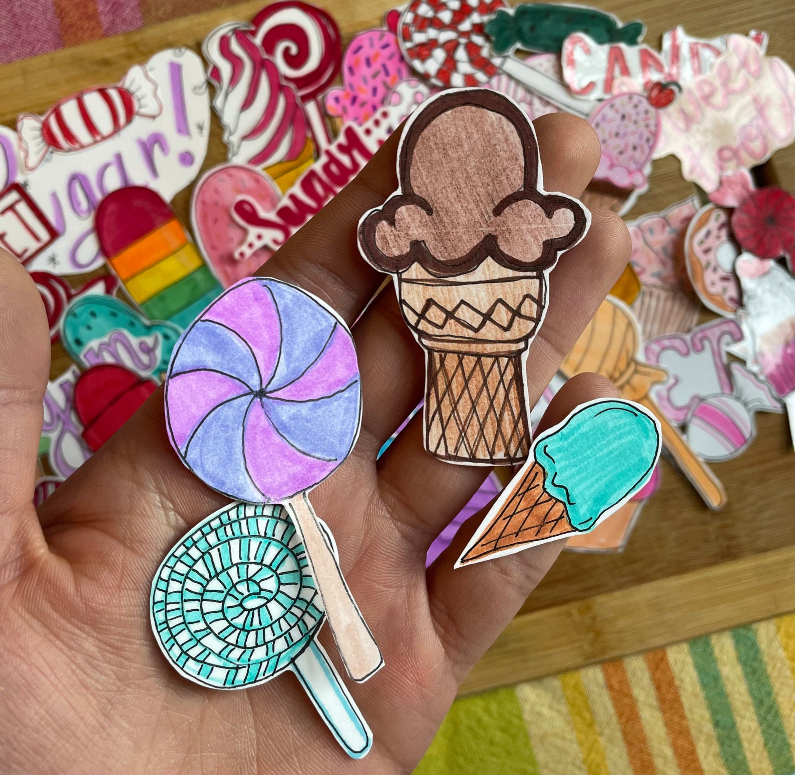 10 Candy Themed Stickers / Hippie Indie Retro Sweet Sticker - Etsy