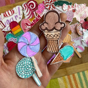 10 Candy Themed Stickers / Hippie Indie Retro Sweet Sticker Labels ...