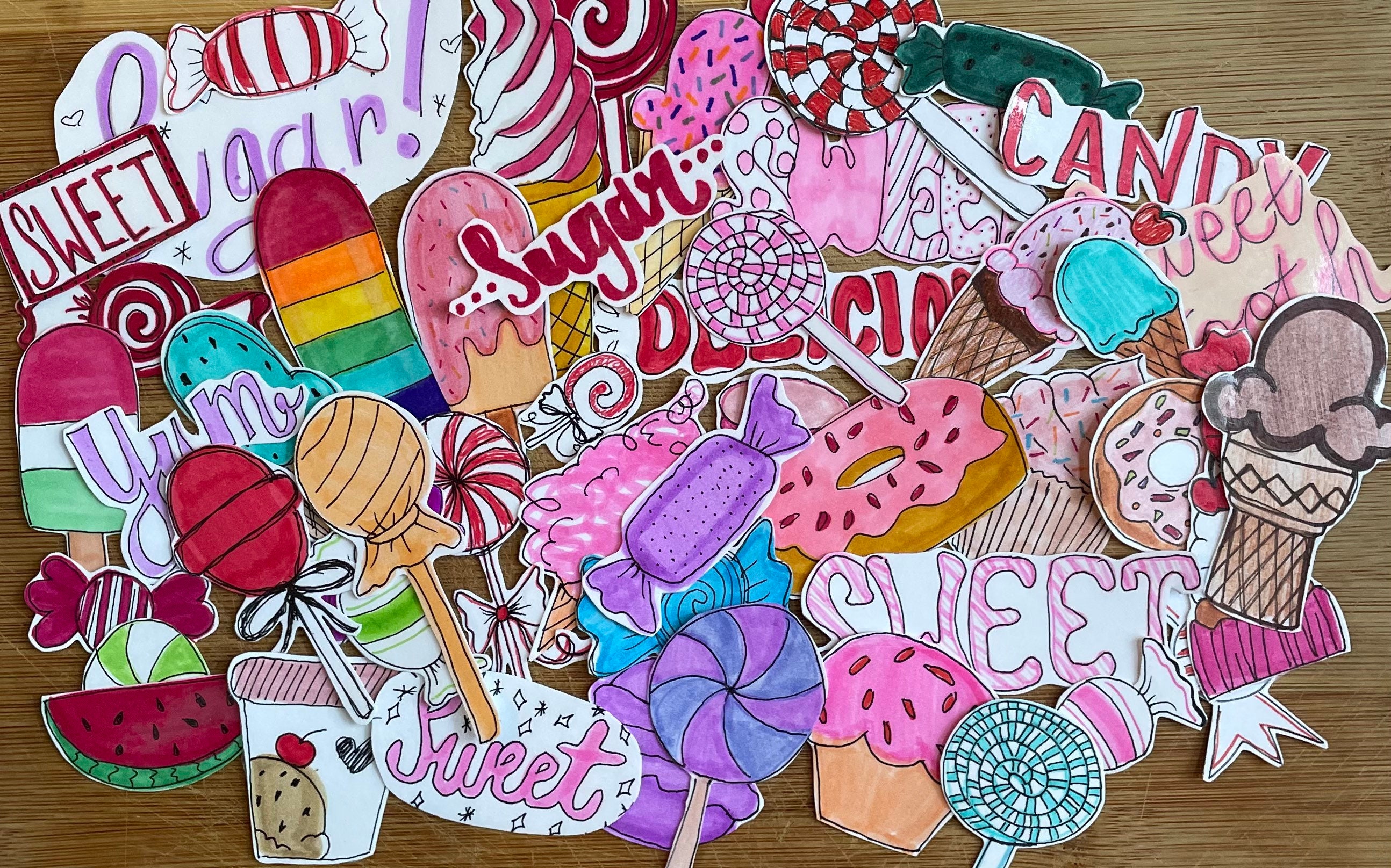 10 Candy Themed Stickers / Hippie Indie Retro Sweet Sticker | Etsy