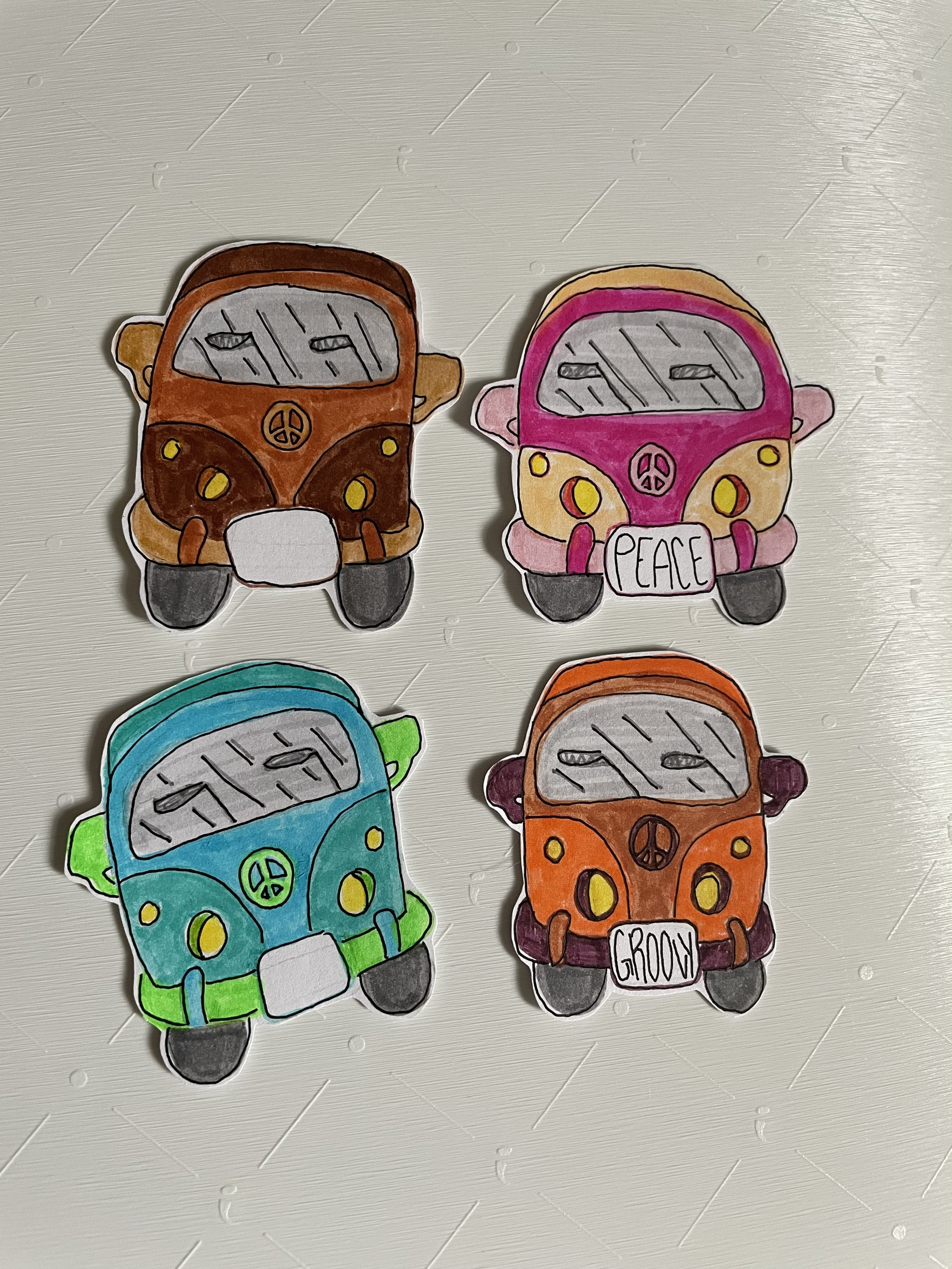 Groovy Van Sticker / Custom Text / Hand Drawn and Colored | Etsy
