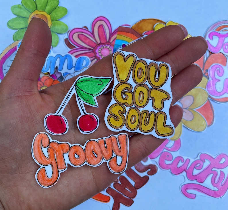 10 Groovy Stickers / Hippie Indie Retro Sticker Labels / | Etsy