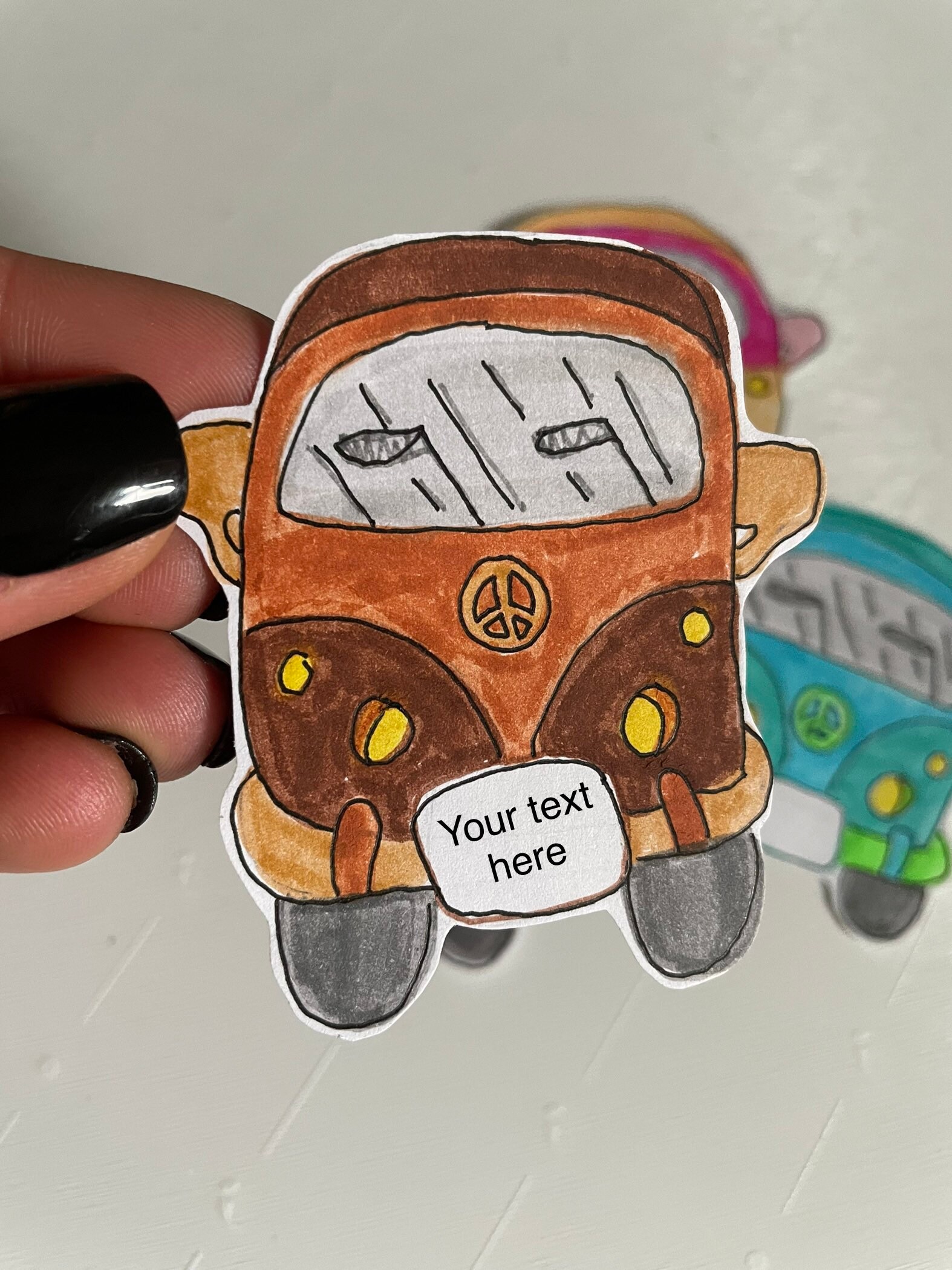 Groovy Van Sticker / Custom Text / Hand Drawn and Colored | Etsy