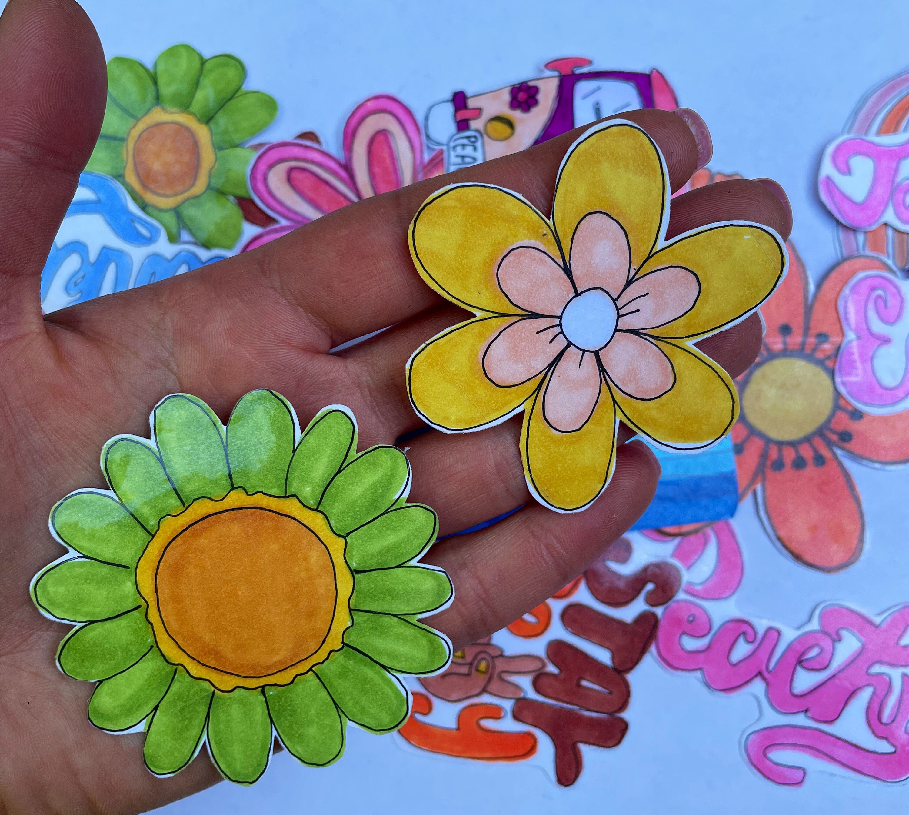 10 Groovy Stickers / Hippie Indie Retro Sticker Labels / | Etsy