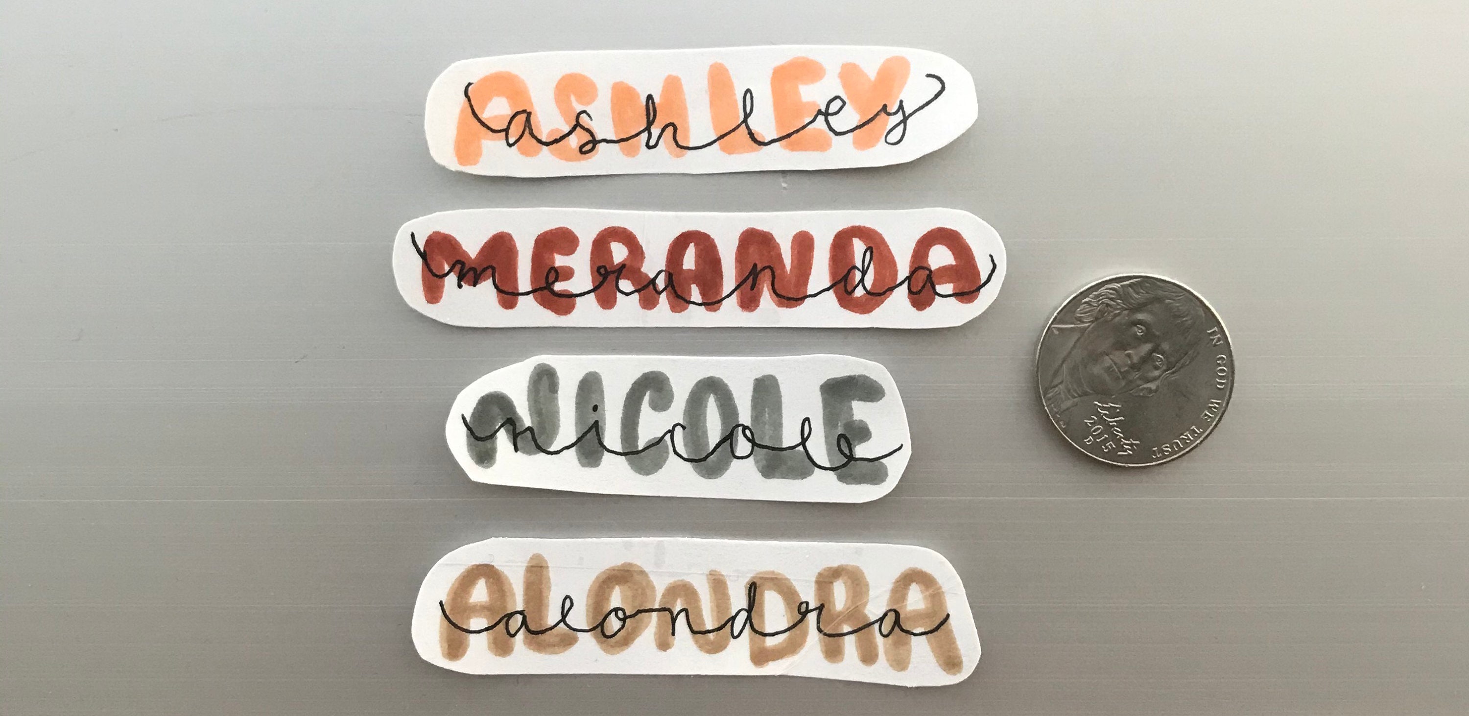 Custom Made Mini Name Sticker / Hand Drawn Cursive Writing | Etsy